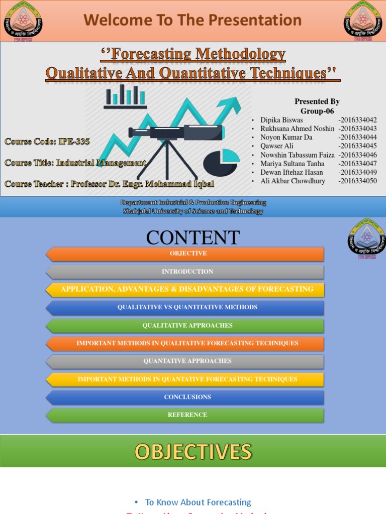 Group Presentation on Forecasting: An Overview of Qualitative and Quantitative Forecasting ...