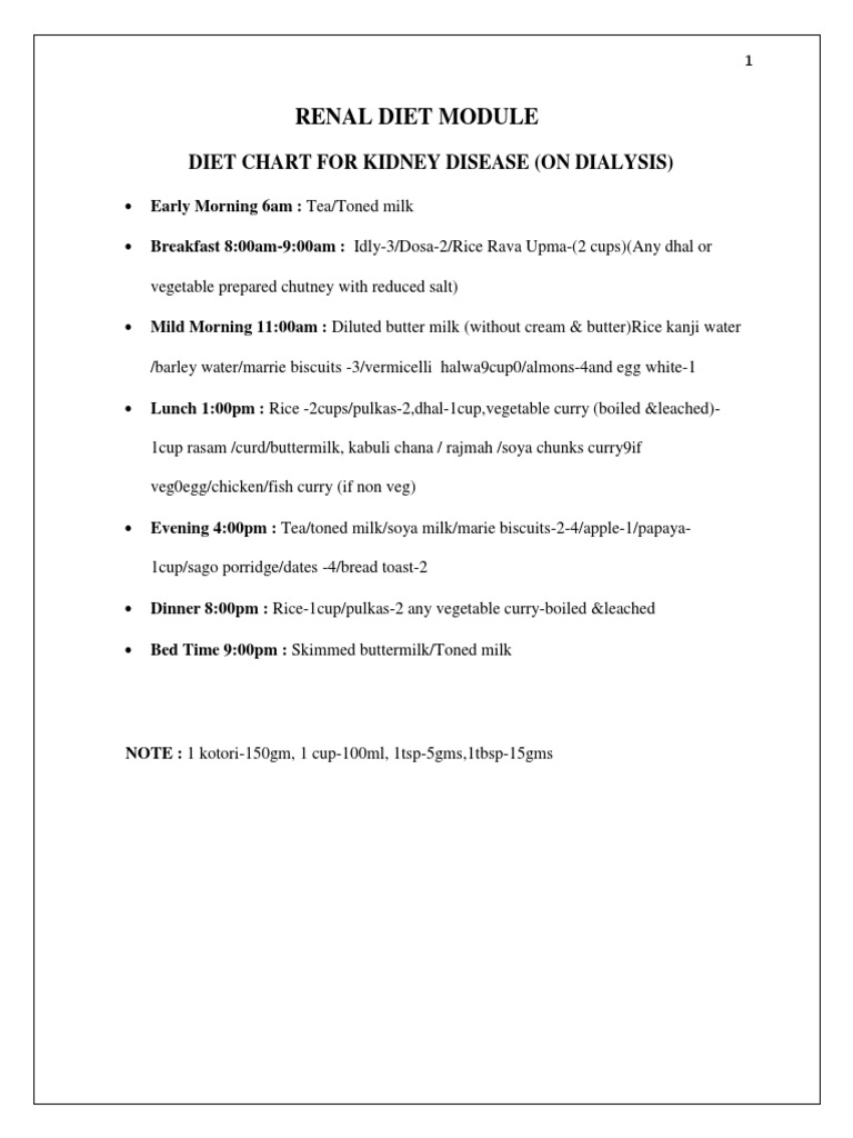 Renal Diet Module | PDF | Fruit | Vegetables