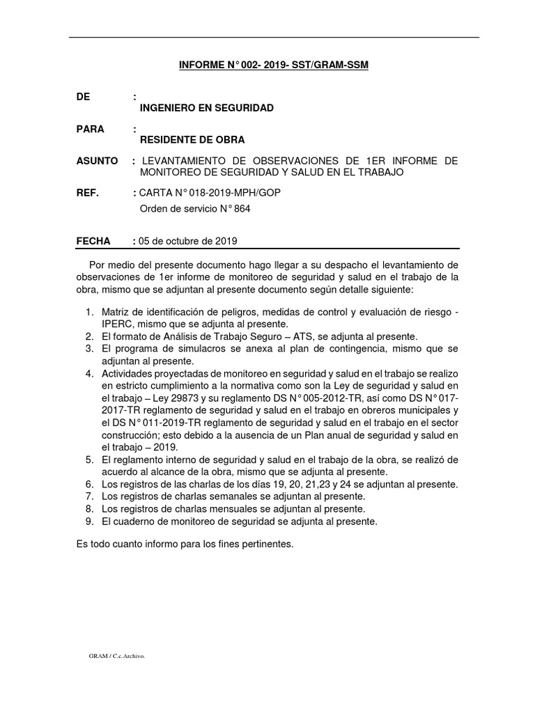 INFORME DE Levantamiento Obs 1 | PDF