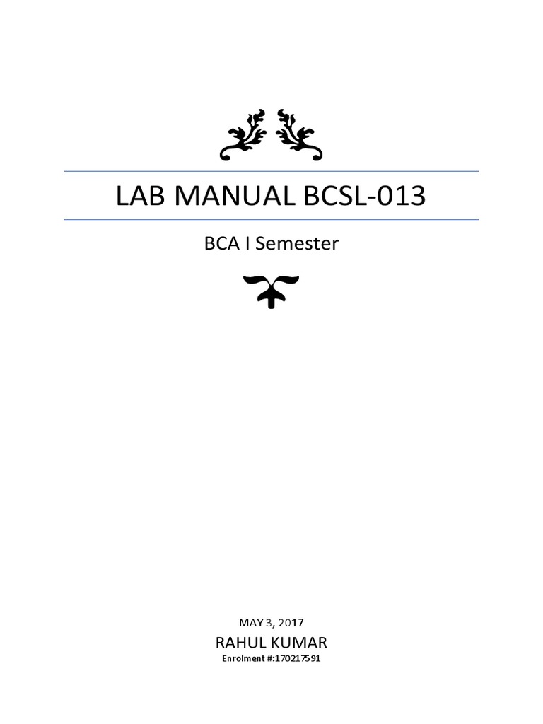 BCSL 013 Lab Manual | Download Free PDF | Microsoft Excel | Spreadsheet