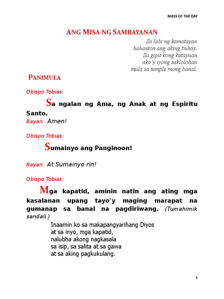 Banal Na Misa (Mass of The Day) | PDF