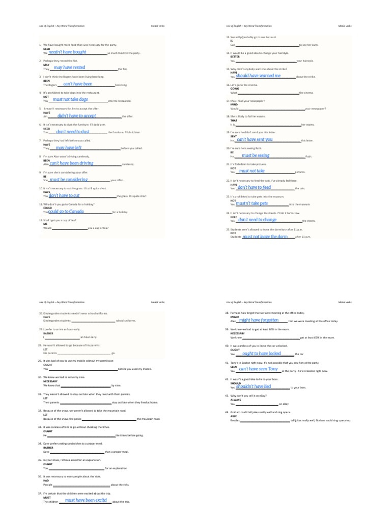 FCE Modals Rephrasing | PDF