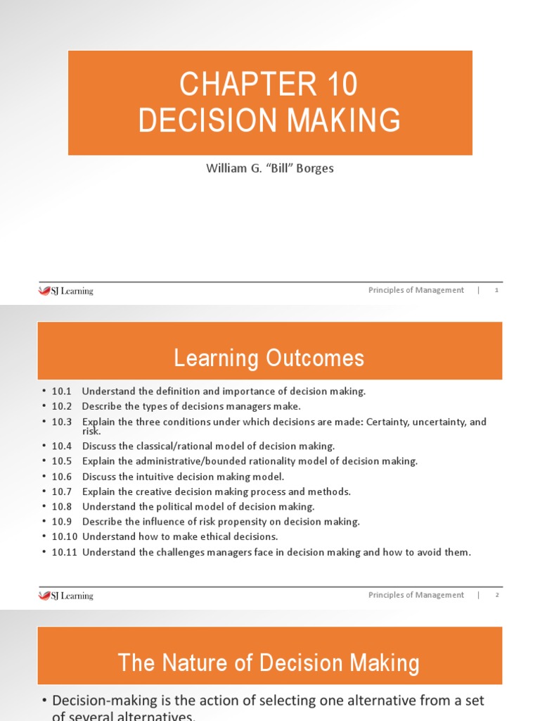 Chapter 10 Decision Making | Download Free PDF | Rationality | Decision ...