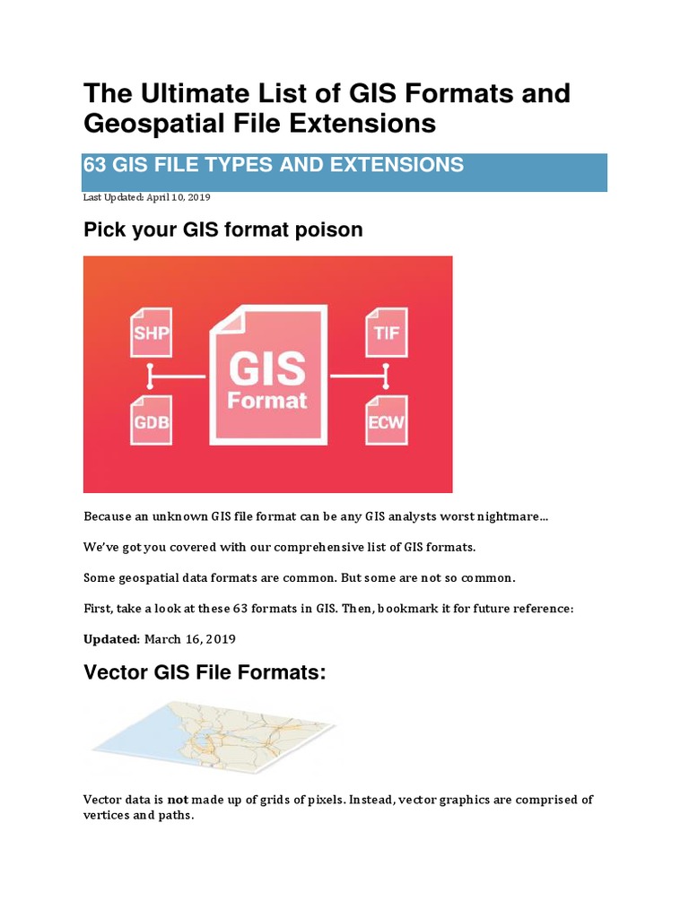 Comprehensive GIS File Formats Guide | PDF | Geographic Information ...