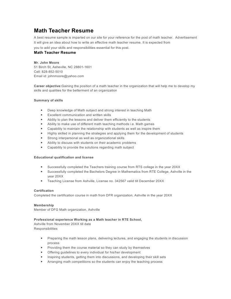 Math Teacher | PDF | Teaching Method | Teachers