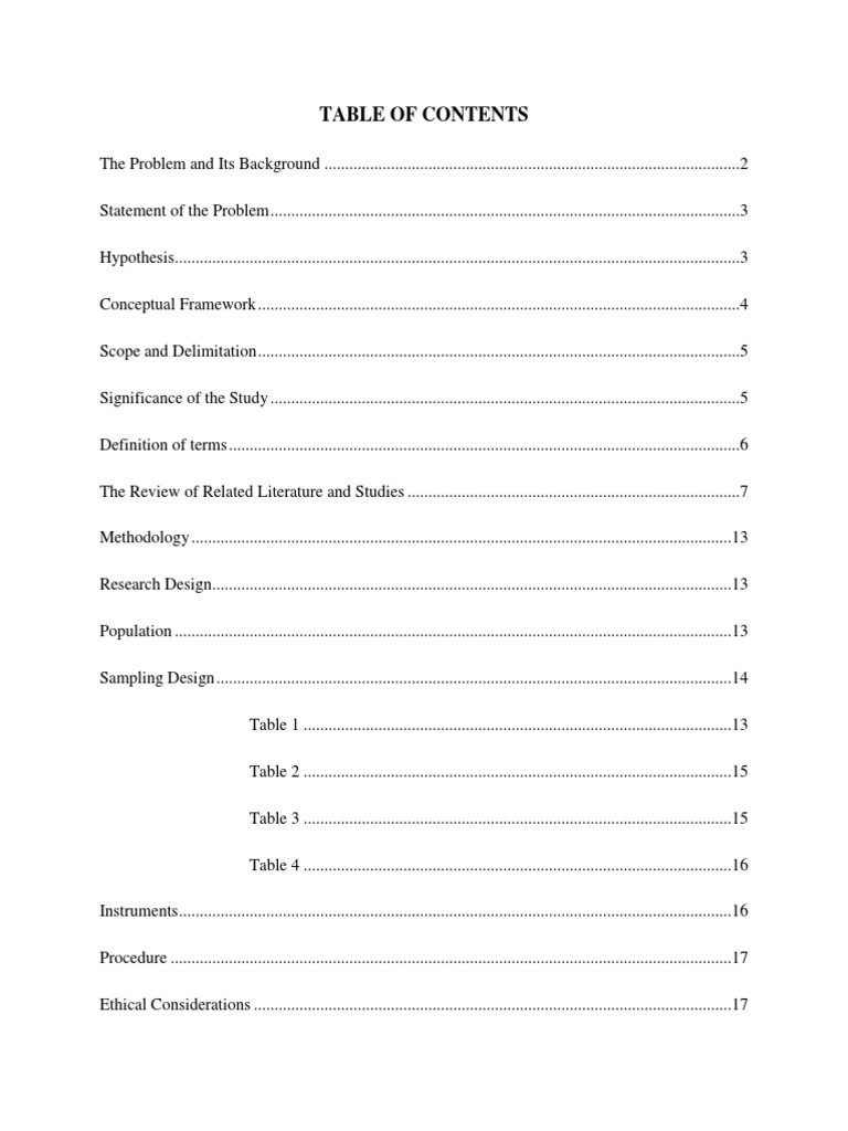 Table of Contents Research | Download Free PDF | Methodology | Cognition