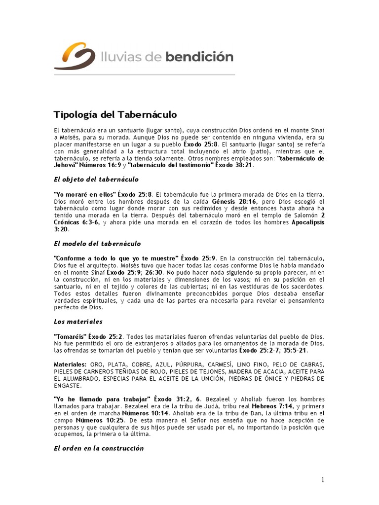 Pub-Tipologia Del Tabernaculo | PDF | Santo de los santos | Tabernáculo