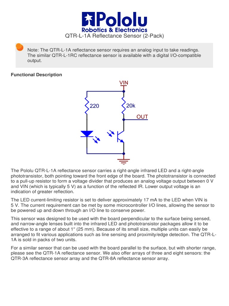 Datasheet Pololu | PDF | Sensor | Microcontroller