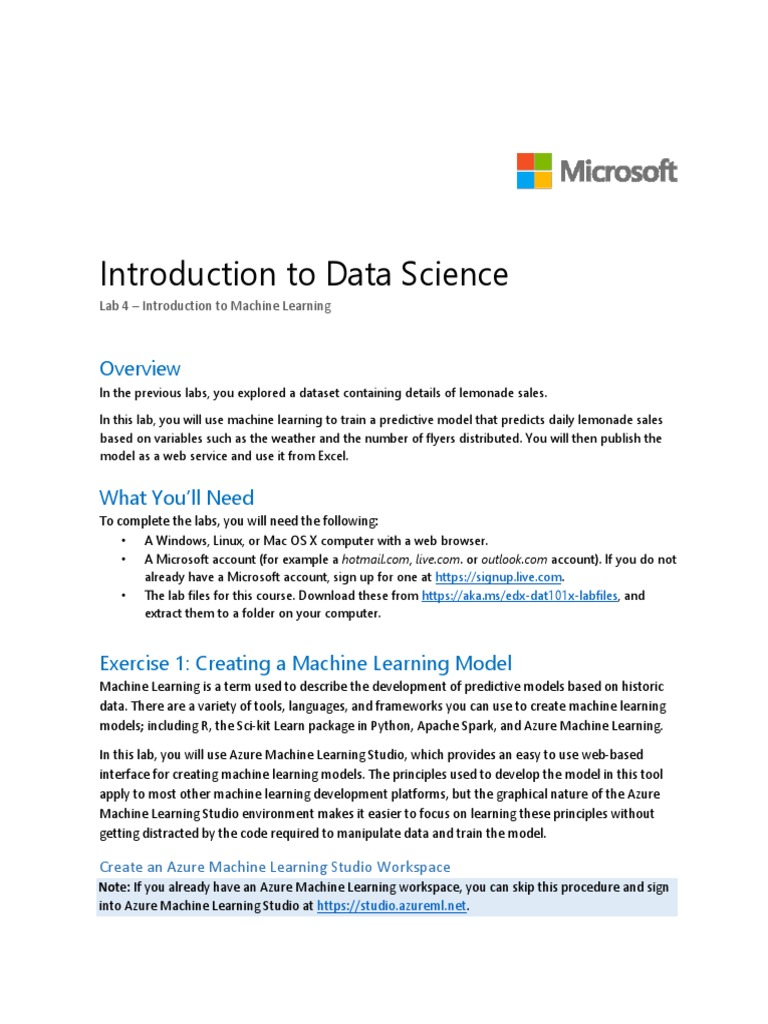 DAT101x Lab 4 - Machine Learning | PDF | Receiver Operating ...