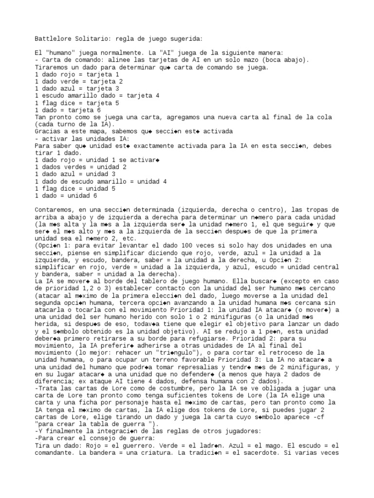 Battlelore Reglas Modo Solitario | PDF | Juego de azar | Ocio