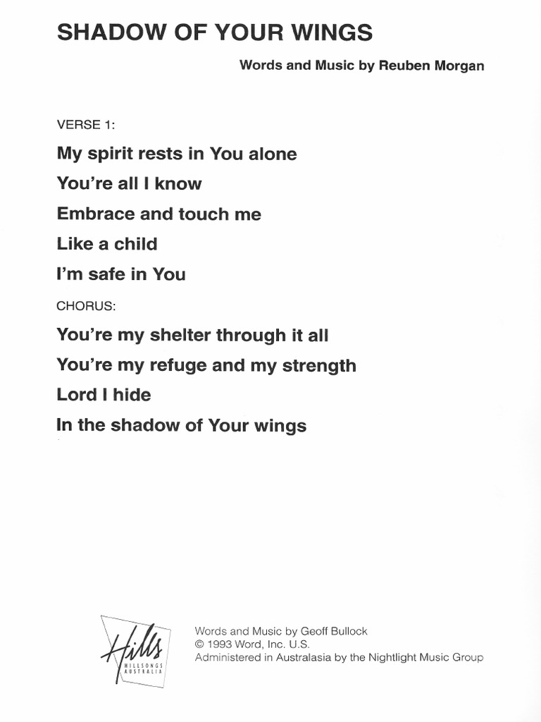 Shadow of Your Wings - Hillsong - Lyrics | PDF