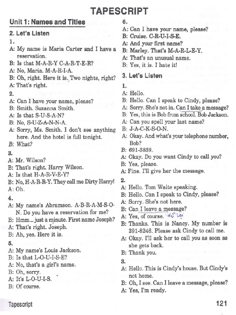 Basic Tactics For Listenning - Tapescript PDF | PDF | Clothing