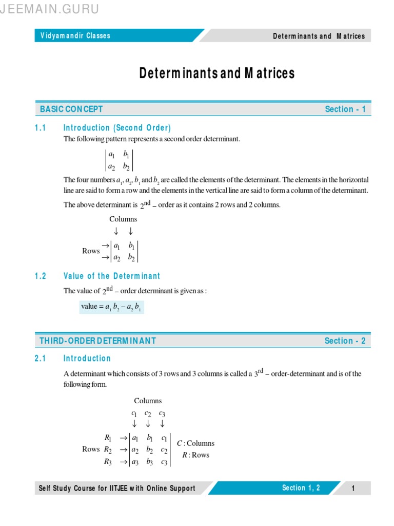 Matrices and Determinants | PDF | Determinant | Matrix (Mathematics)