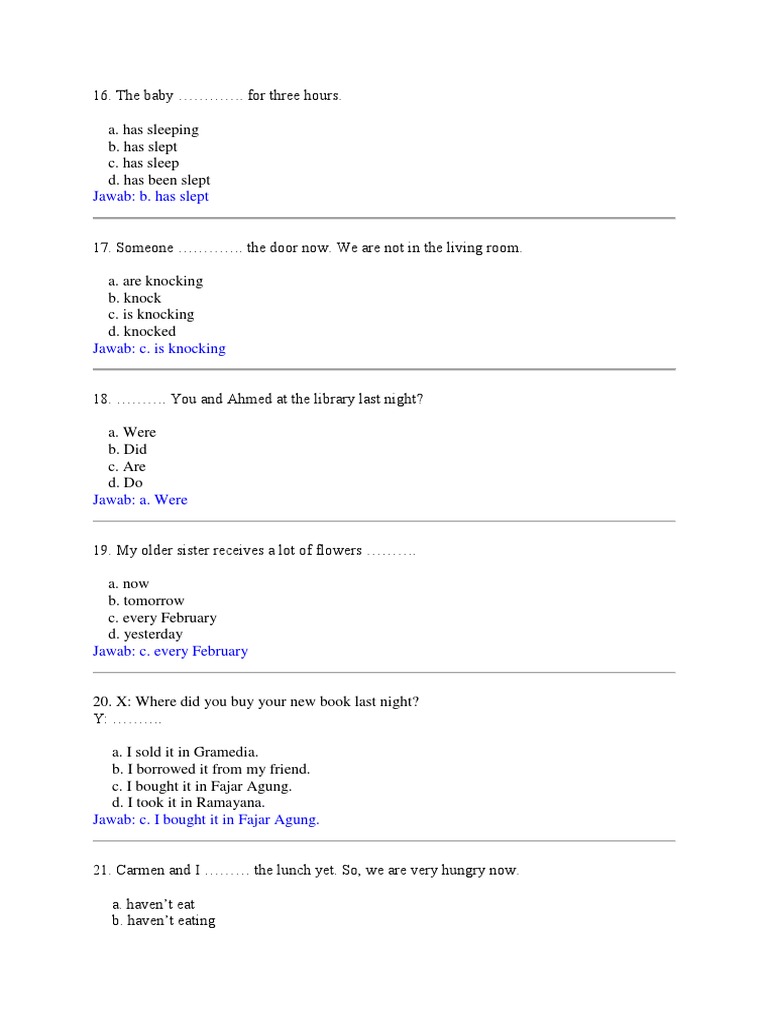 Contoh Soal Bahasa Inggris Part 2 | PDF