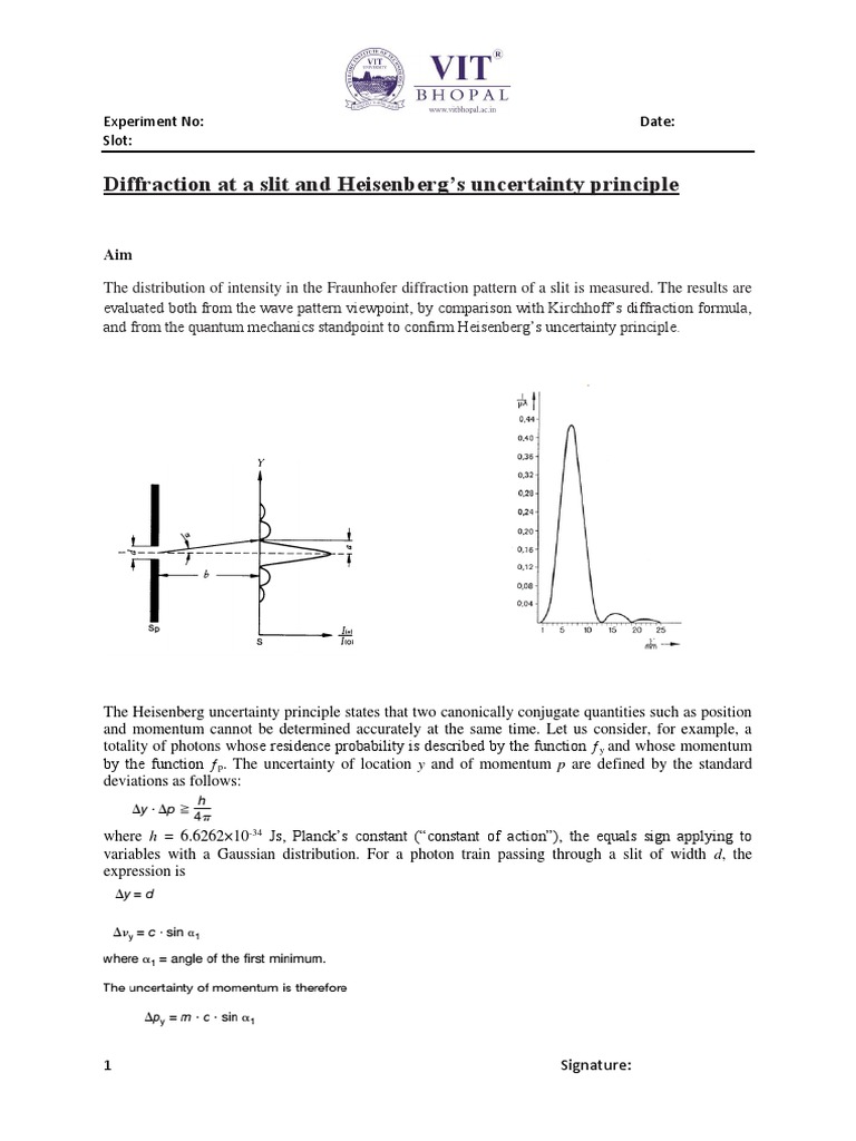 Diffraction & Uncertainty Principle Analysis | PDF
