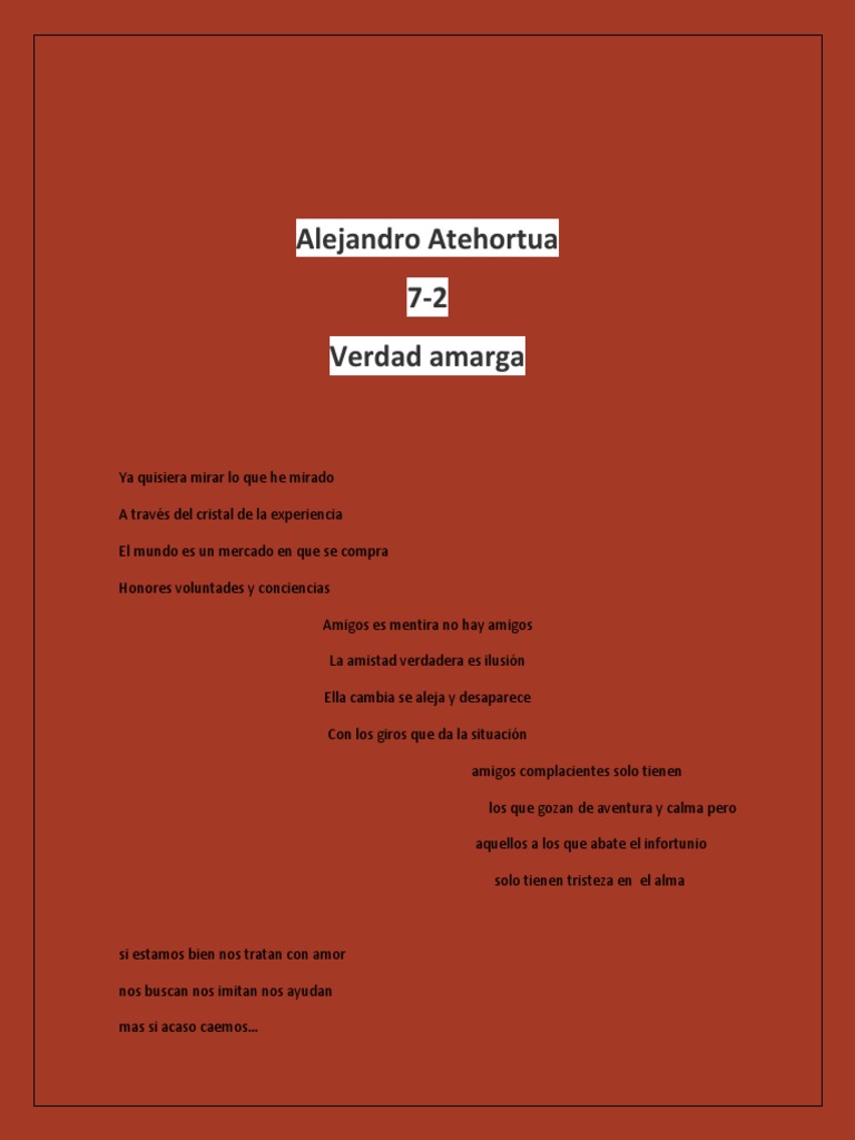 La Amarga Verdad de la Amistad | PDF | Amor