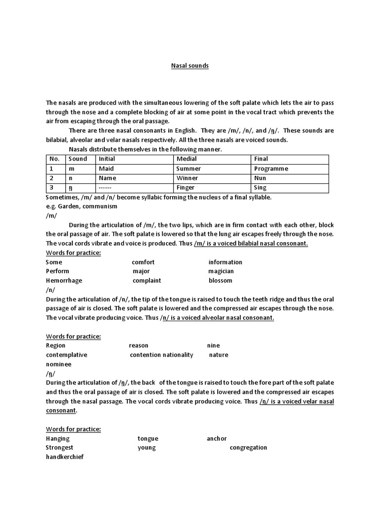 Nasal Consonants | PDF | Consonant | Languages