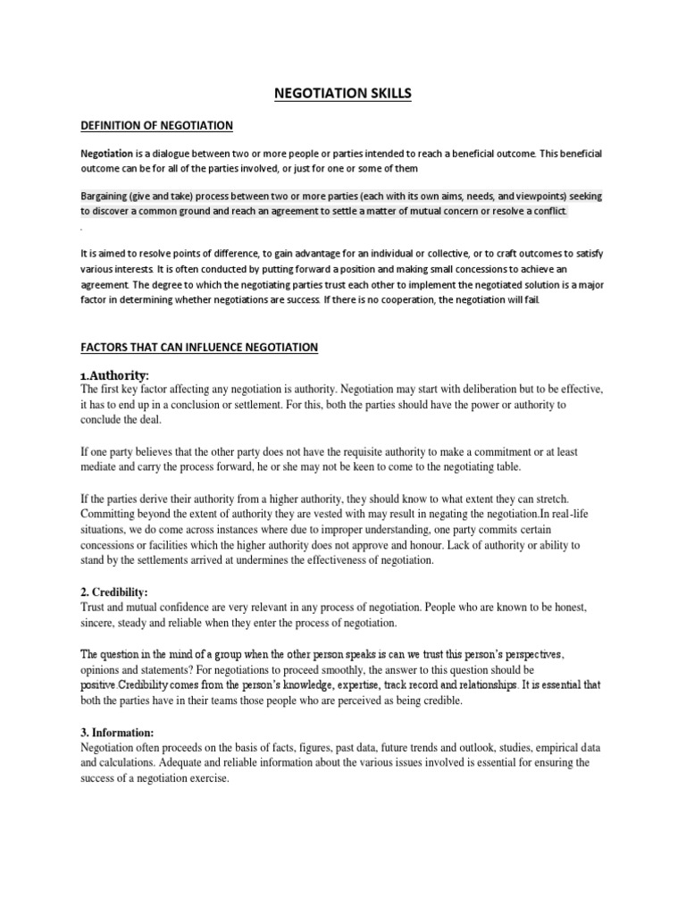 Unit-3 Negotiation Skills | PDF | Bargaining | Negotiation