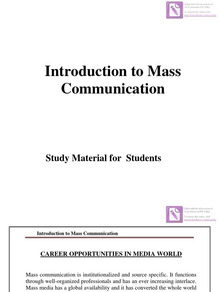 102 - Introduction To Mass Communication 1 | PDF | Newspapers | Mass Media
