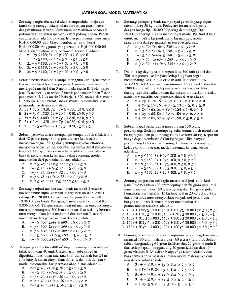 Soal Model Matematika Produksi dan Kapasitas | PDF