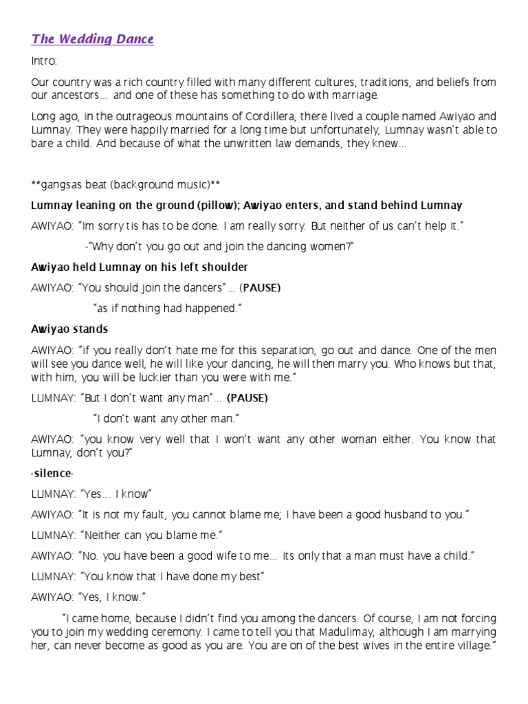 The Wedding Dance: Lumnay Leaning On The Ground (Pillow) Awiyao Enters ...