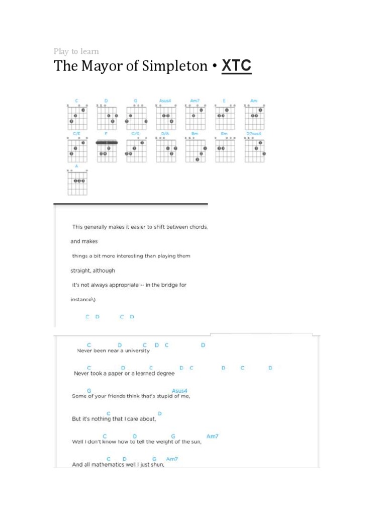 Mayor of Simpleton Chords | PDF