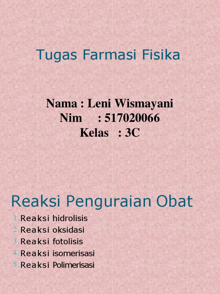 Reaksi Penguraian Obat | PDF