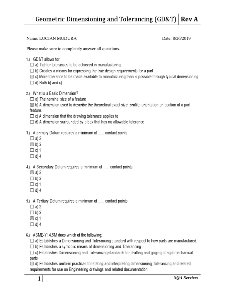 GD&T - Test Rev1 | PDF | Engineering Tolerance | Engineering