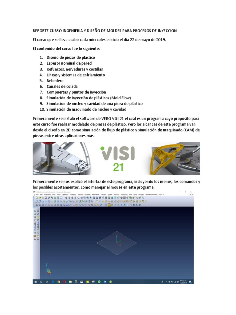 Reporte Curso Ingenieria y Diseño de Moldes para Procesos de Inyeccion PDF | PDF | Simulación ...