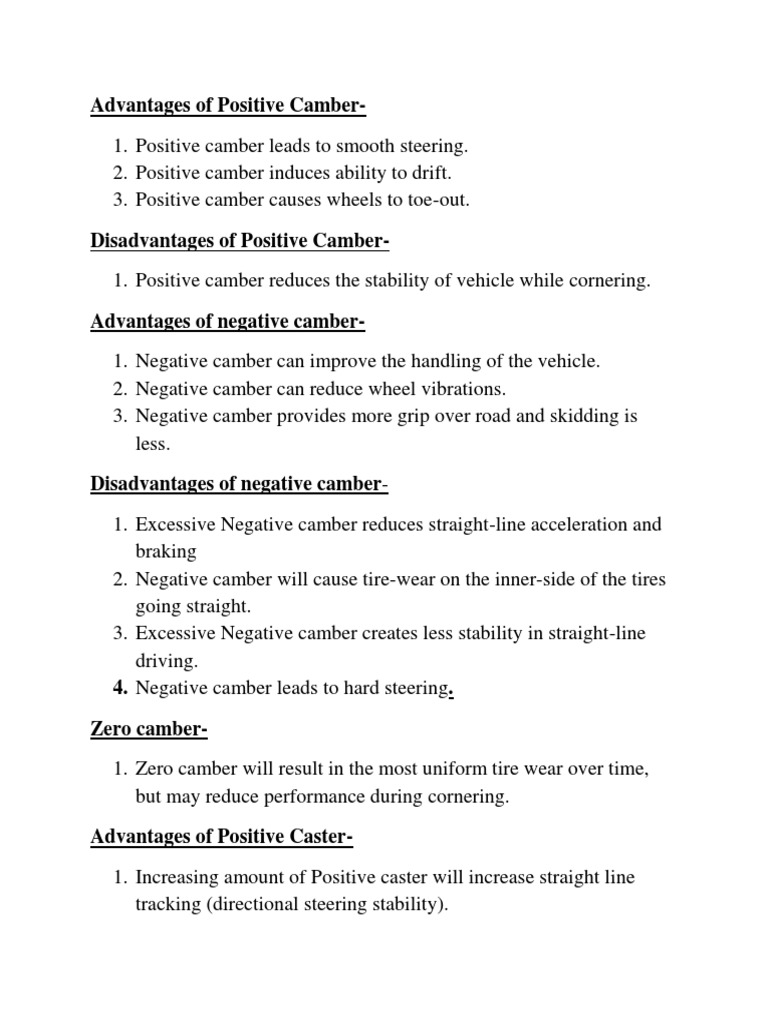 Advantages of Positive Camber | PDF