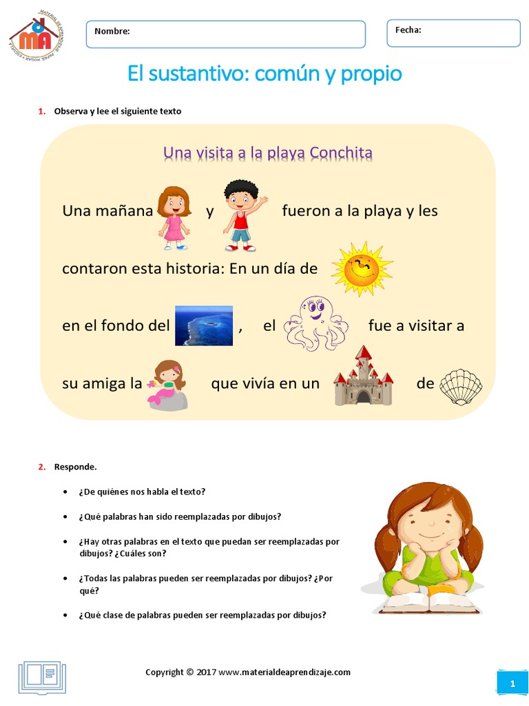 El Sustantivo Común y Propio Mda PDF | PDF | Sustantivo