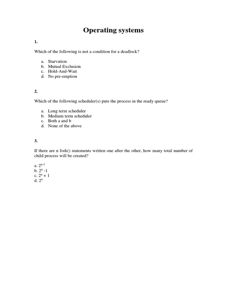 Key Concepts in Operating Systems: Processes, Scheduling Algorithms, and Deadlocks | PDF