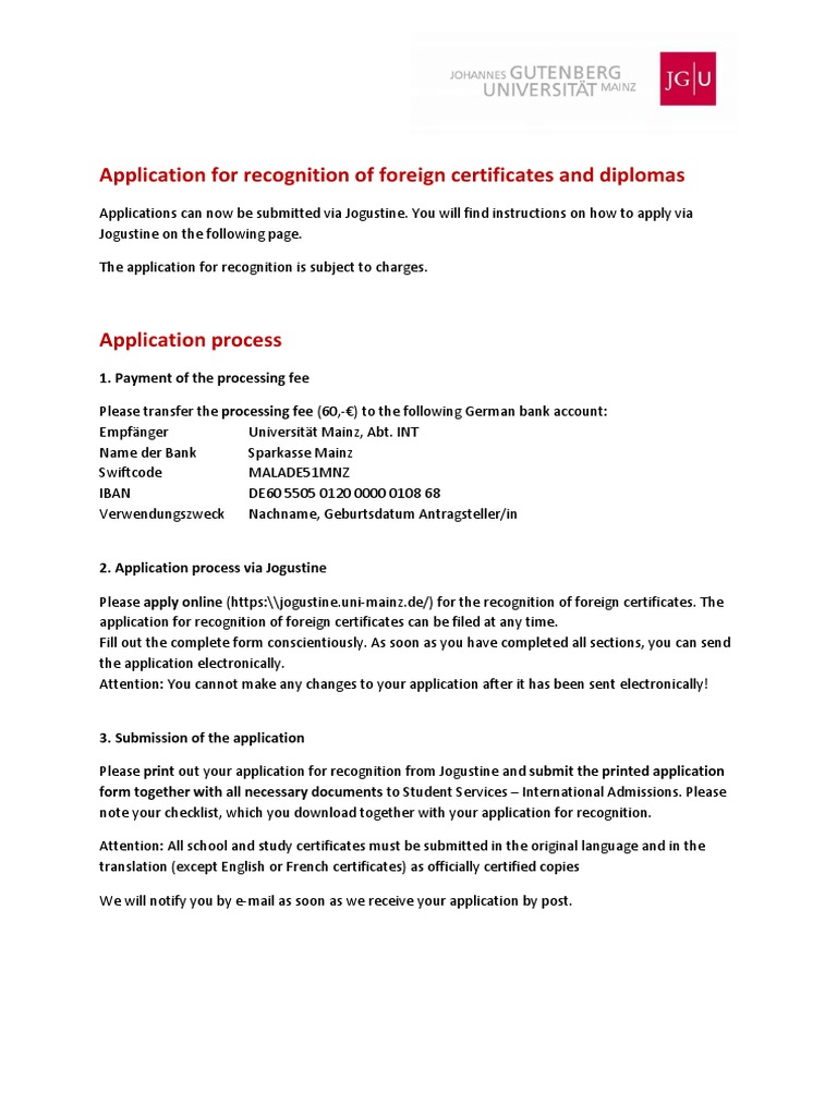Click Instructions For The Application For Recognition | PDF