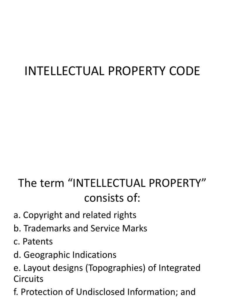 Intellectual Property Code | PDF | Prior Art | Trademark