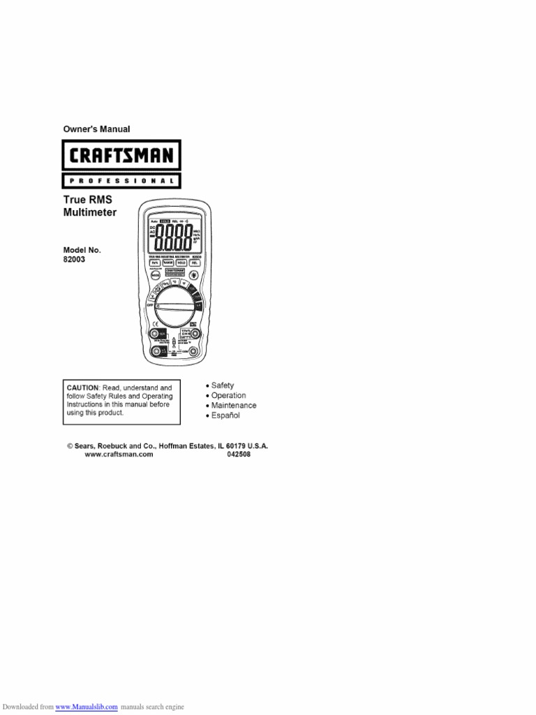 Multimetro Craftsman 82003 Owners Manual | PDF | Capacitor | Electrical ...