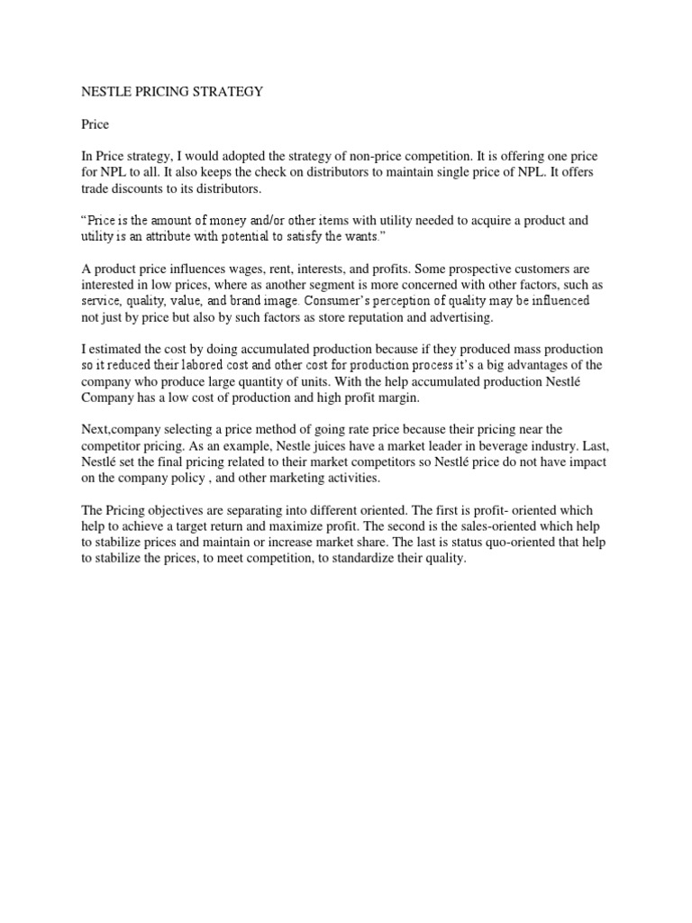 Nestle Pricing Strategy | PDF