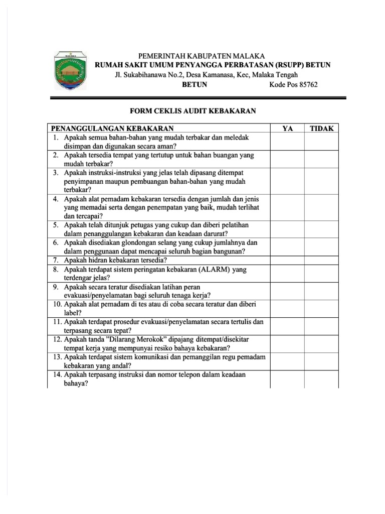 Form Ceklis Audit Kebakarandocx PDF | PDF
