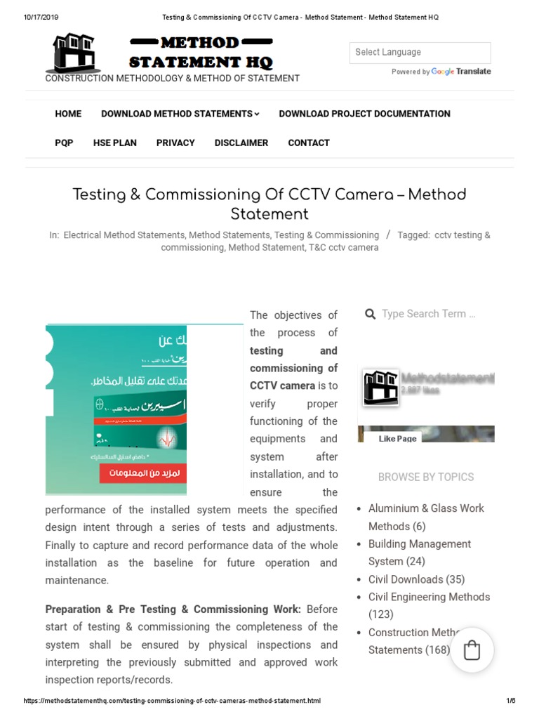 Testing & Commissioning of CCTV Camera | PDF | Closed Circuit ...