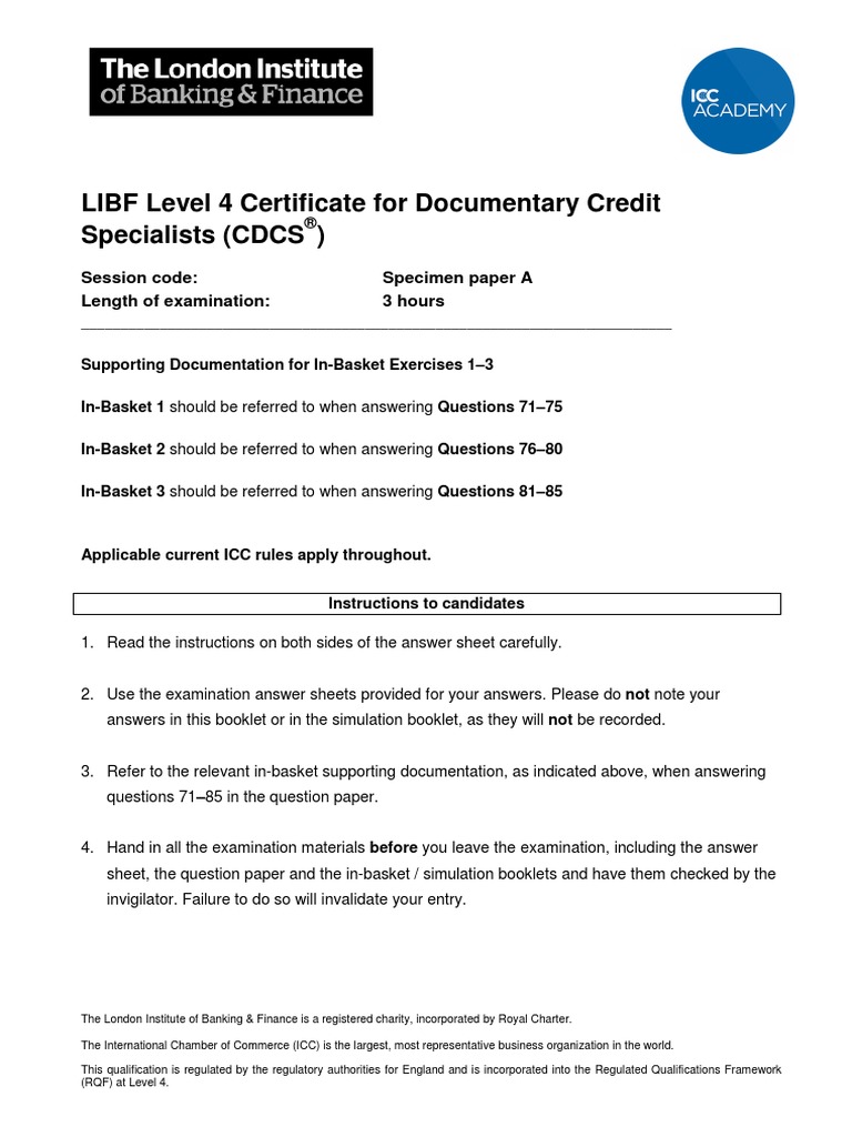 LIBF Level 4 Certificate For Documentary Credit Specialists (CDCS ...