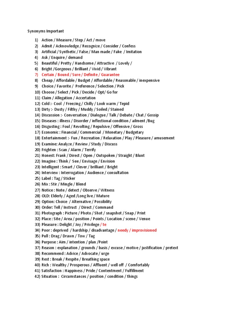 7) Certain / Bound / Sure / Definite / Guarantee | PDF