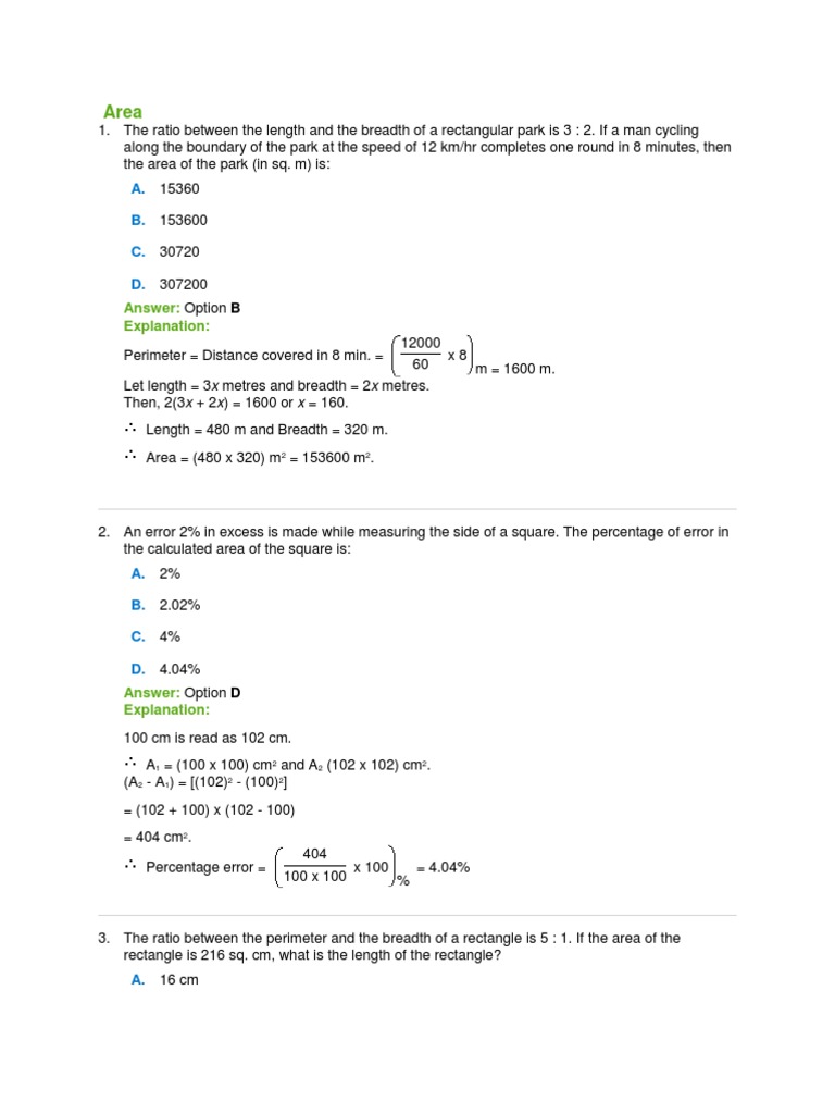 Arithmetic Aptitude PDF | PDF | Area | Rectangle