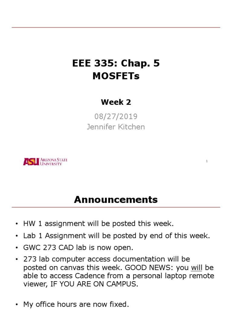 Eee 335 L2 | PDF | Mosfet | Field Effect Transistor