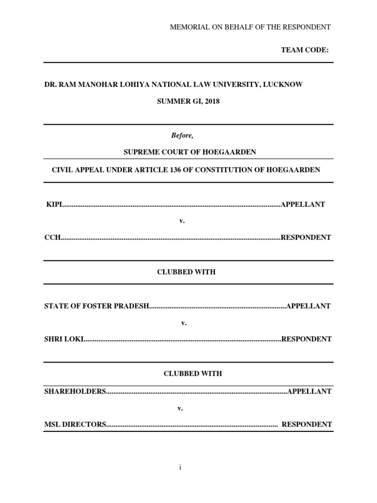 Cover Page Respondent | PDF