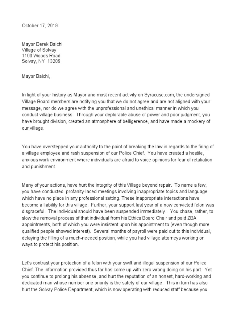 Mayor Resignation Letter | Politics | Justice | Free 30-day Trial | Scribd