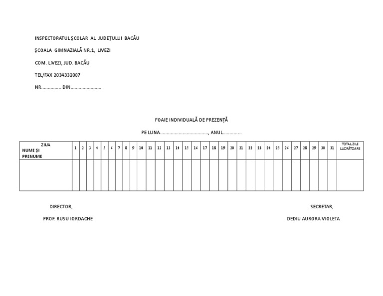 Fisa de Pontaj | PDF