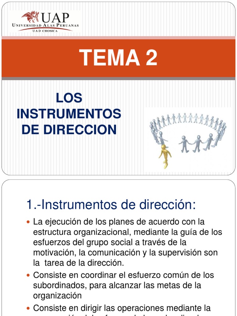 Tema 2 Los Instrumentos de Direccion | PDF | Planificación | Conceptos ...