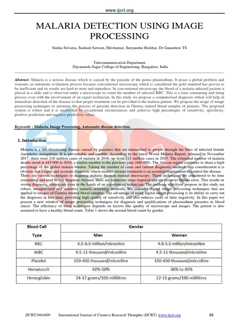 Automated Malaria Detection via Image Processing | PDF | Image ...