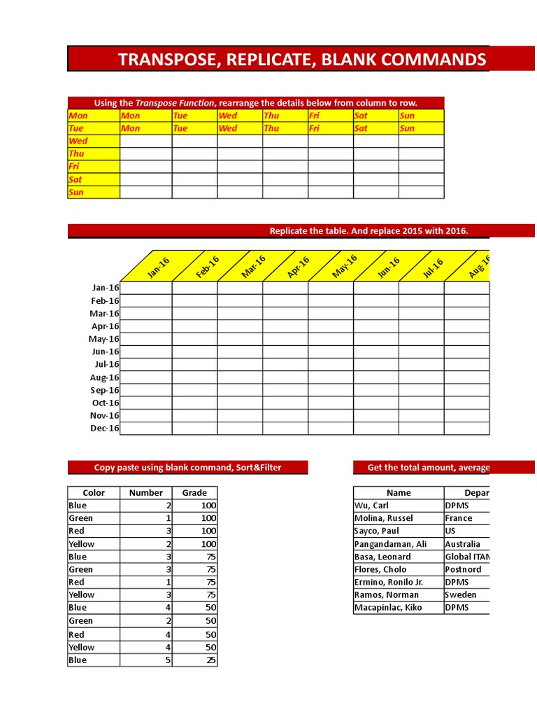 Transpose, Replicate, Blank Commands and Autosum | PDF | Business