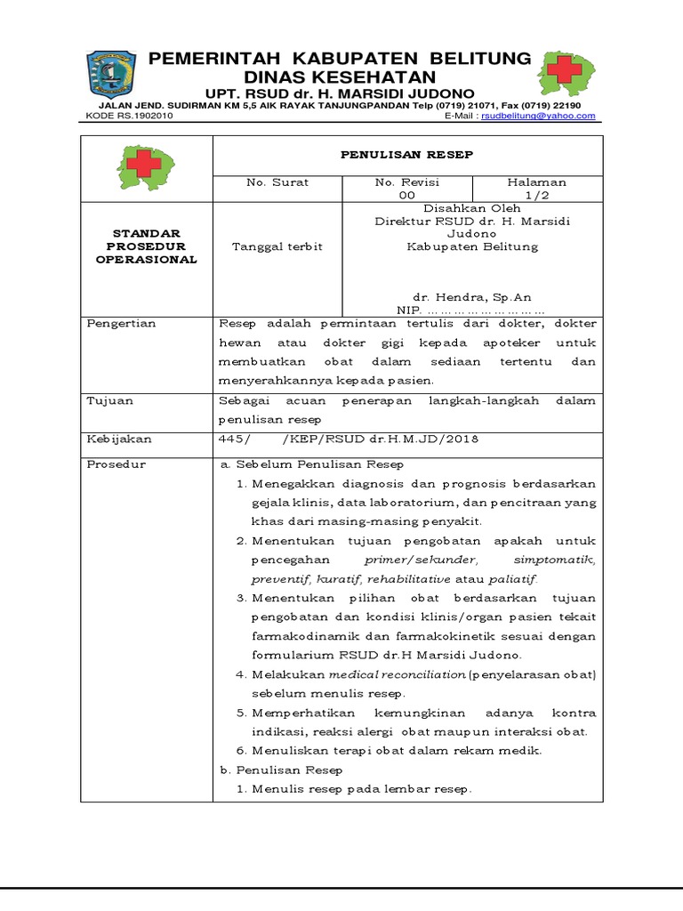(FIX) PKPO 4. SPO Penulisan Resep | PDF