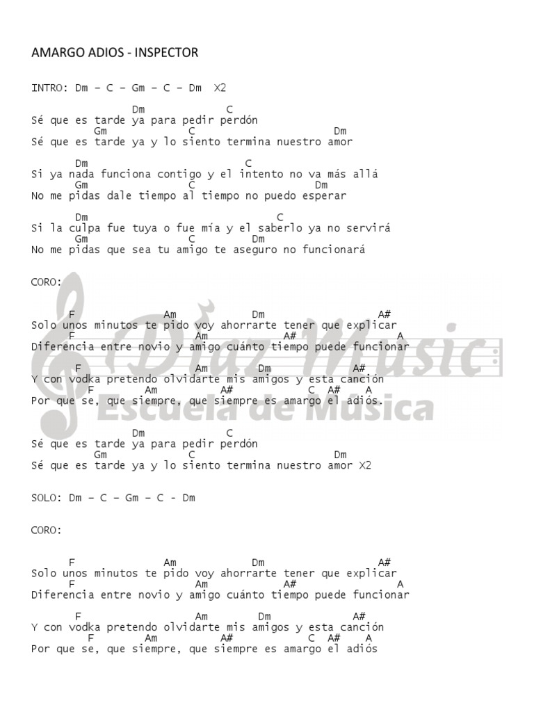 Amargo Adiós: Letra y Acordes | PDF | Entretenimiento (general)